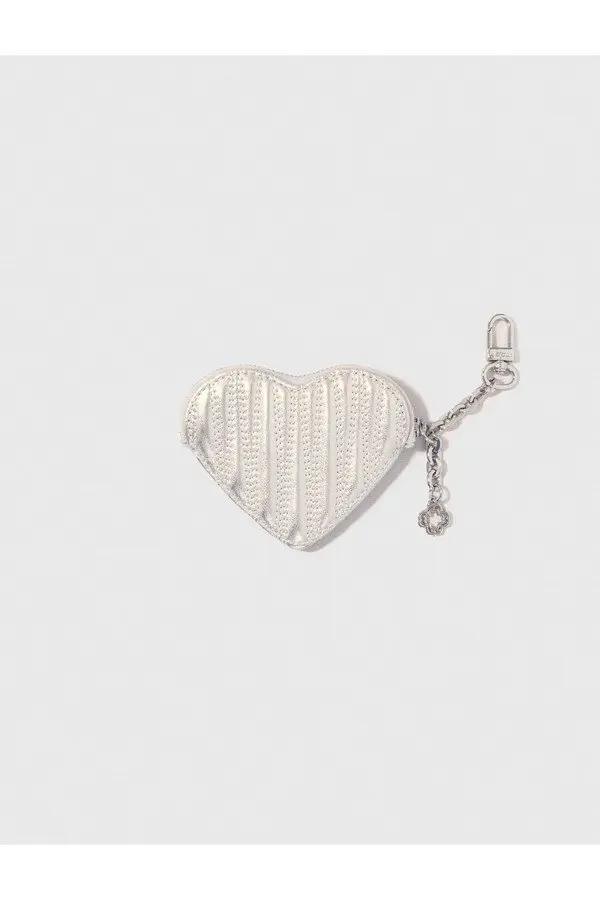 Maje Quilted Metallic Heart Purse