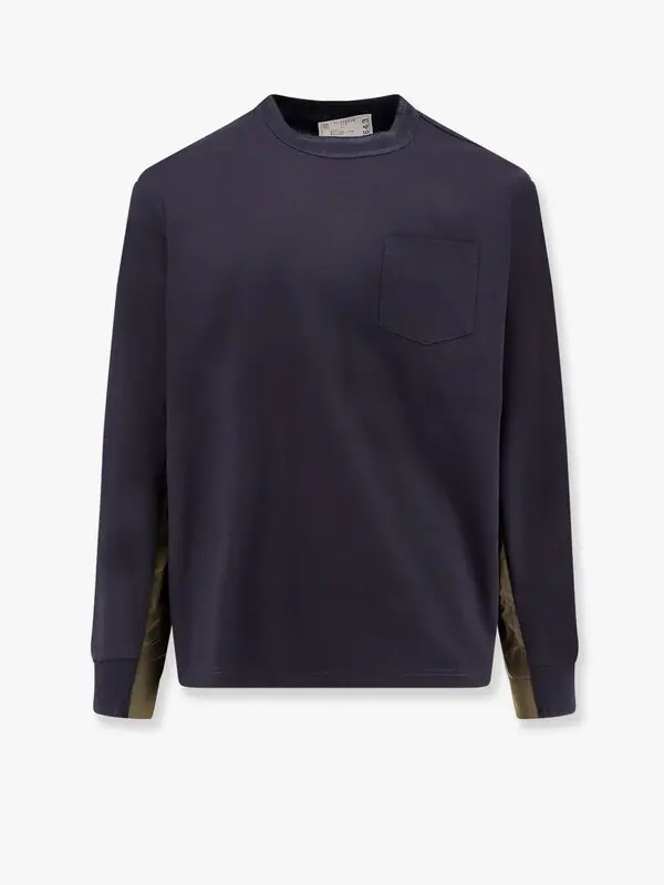 Sacai Cotton Tshirt With Nylon Insert