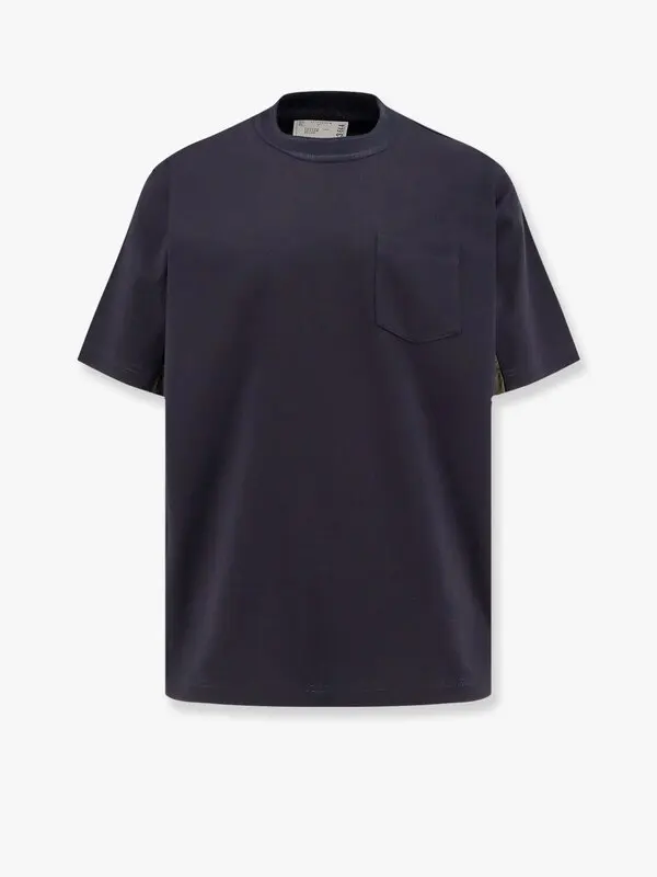 Sacai Cotton Tshirt With Nylon Inserts - Blue