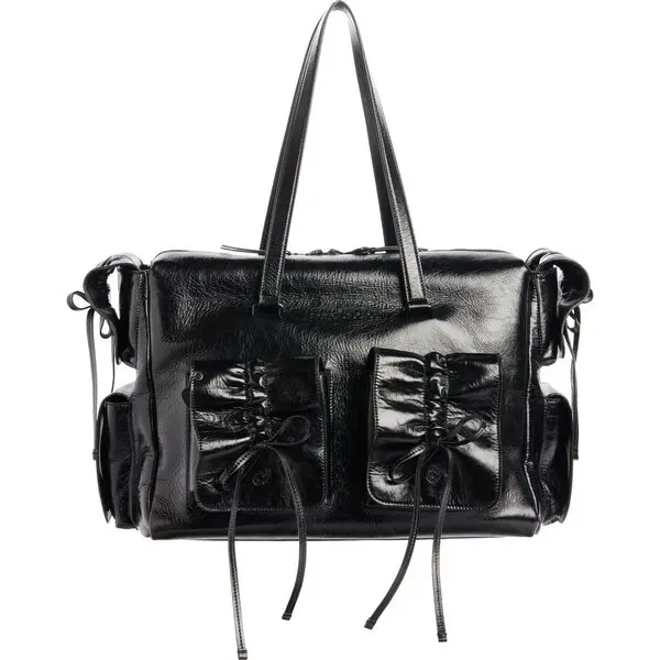 Acne Studios Multipocket Crinkled Leather Tote - Black