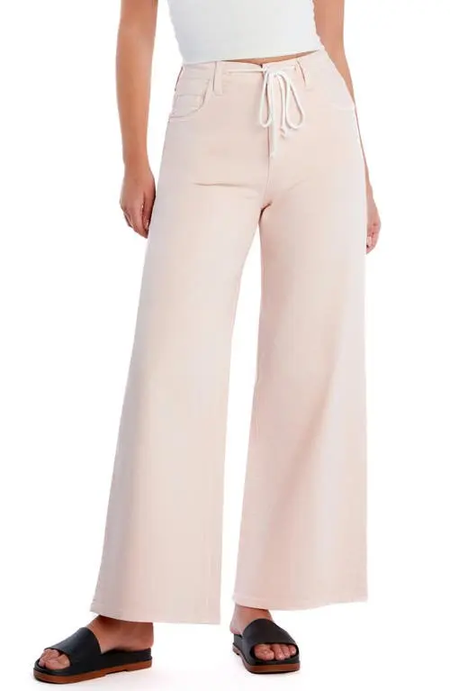 HINT OF BLU Mighty Drawstring High Waist Wide Leg Jeans - Cloud Pink