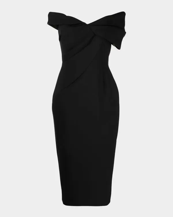 Rachel Gilbert Mattie Draped Midi Dress - Black