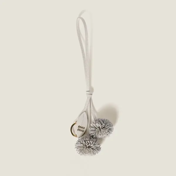 Miu Miu Trick Leather Keyring - White