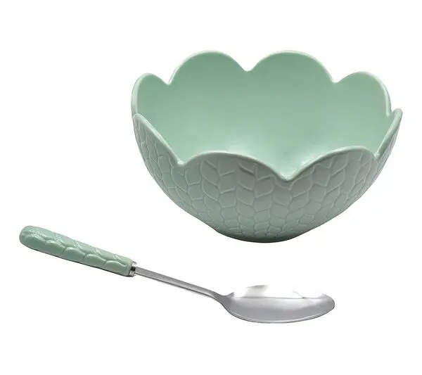 TEMP-TATIONS Carved Willow 3-qt Scalloped Bowlw/ Spoon