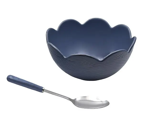 TEMP-TATIONS Woodland 3-qt Scalloped Serving Bowl W/ Spoon