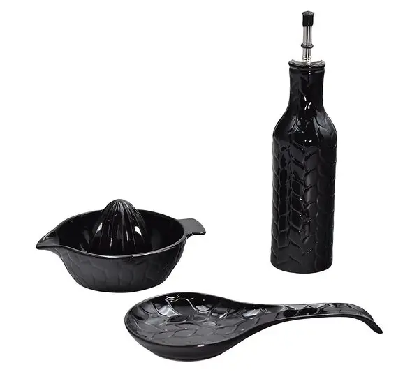 TEMP-TATIONS Carved Willow 3-piece Kitchen Accessory Set