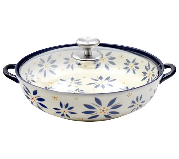 TEMP-TATIONS Old World 4-qt Shallow Baker With Glass Lid