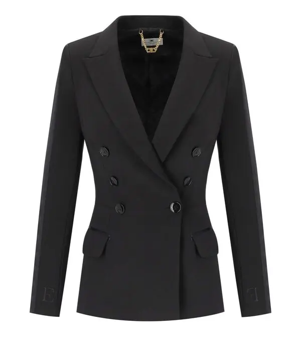 Elisabetta Franchi Crepe Double Breasted Jacket - Black