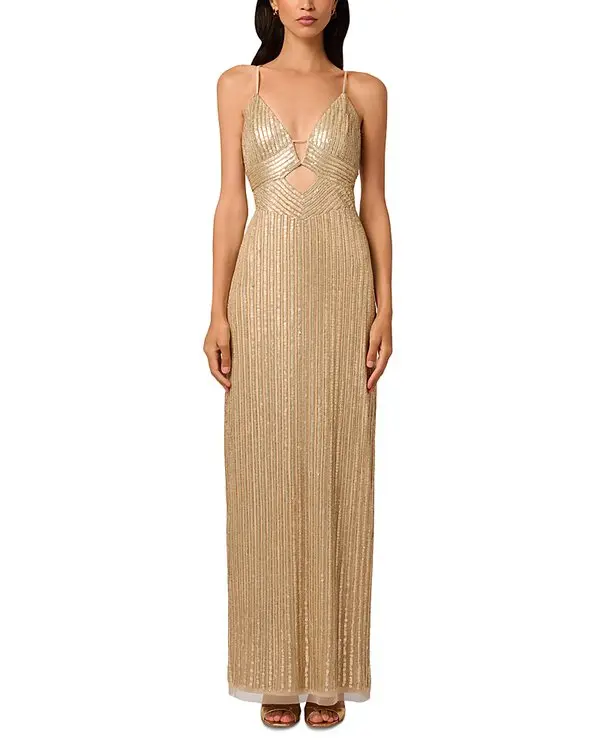 LIV FOSTER Madelyn Beaded Long Column Gown
