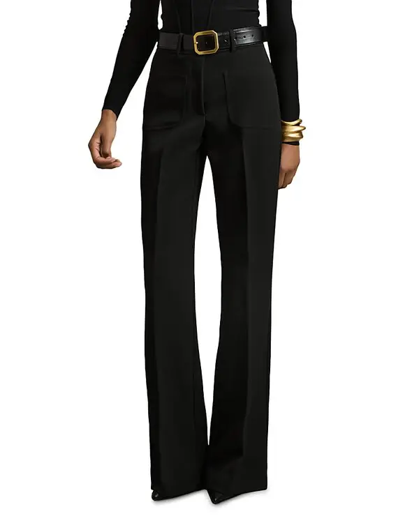 REISS Priya Flare Pants - Black