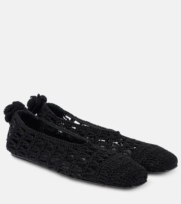 Magda Butrym Crochet Ballet Flats - Black