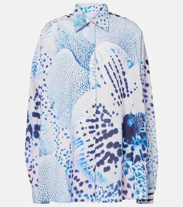 Dries Van Noten Printed Cotton Shirt - Blue
