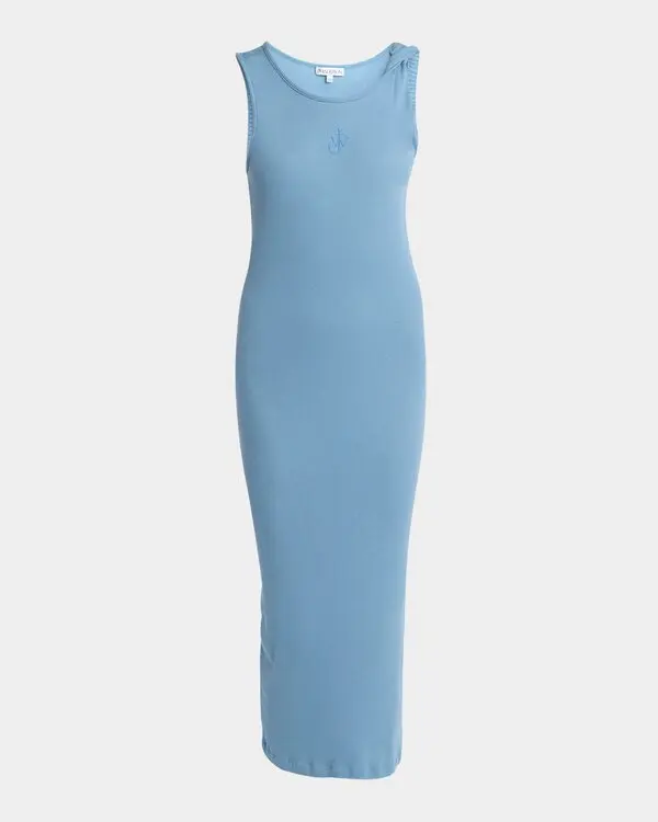 JW Anderson Anchor Embroidered Body-con Midi Dress - Sky Blue