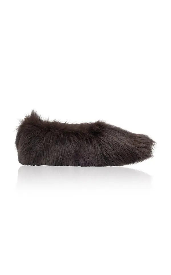 HVOYA Fur Ballet Flats - Brown
