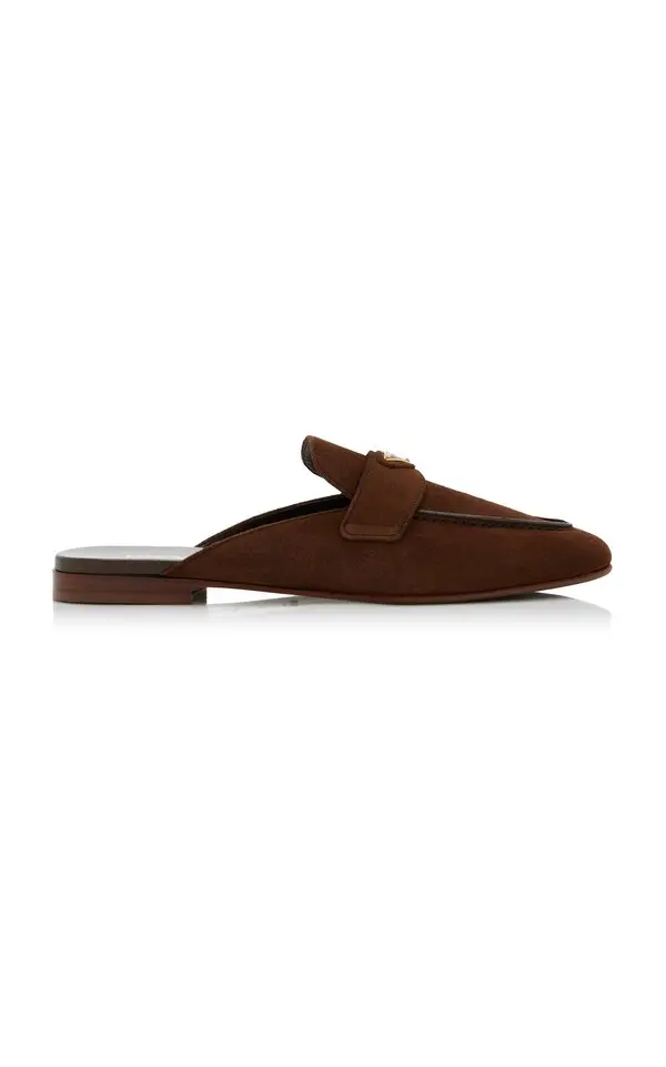 Prada Suede Loafer Mules - Brown