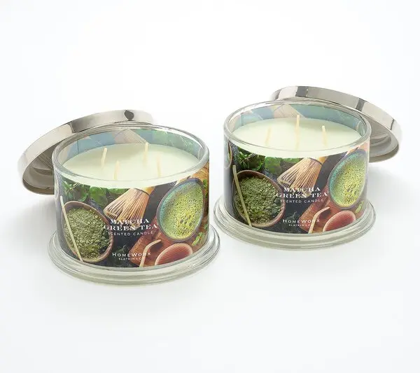HOMEWORX BY SLATKIN + CO. S/2 18oz Candles Matcha Tea