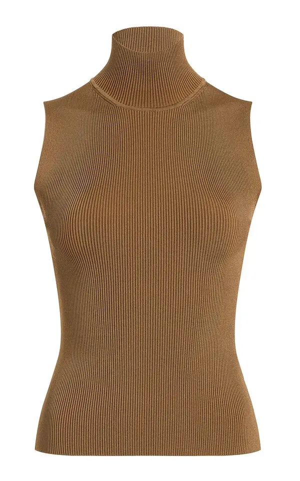 Khaite Benita Ribbed-knit Turtleneck Top - Brown
