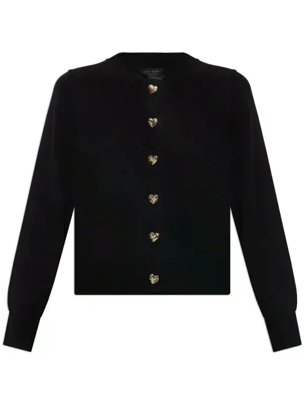 Kate Spade New York Heart-Button Cardigan Black Editorialist