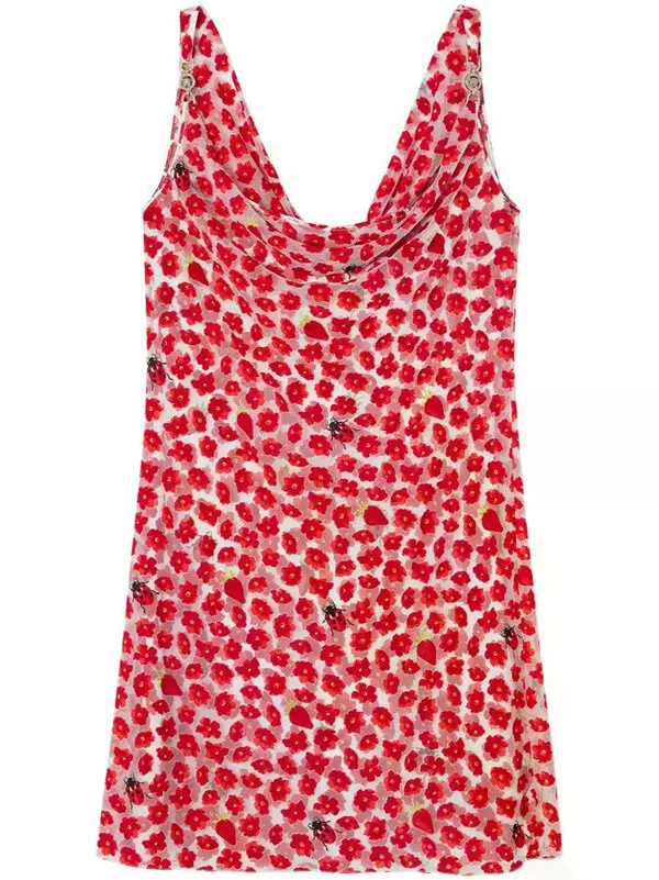 Versace Strawberry Garden Devoré Mini Dress
