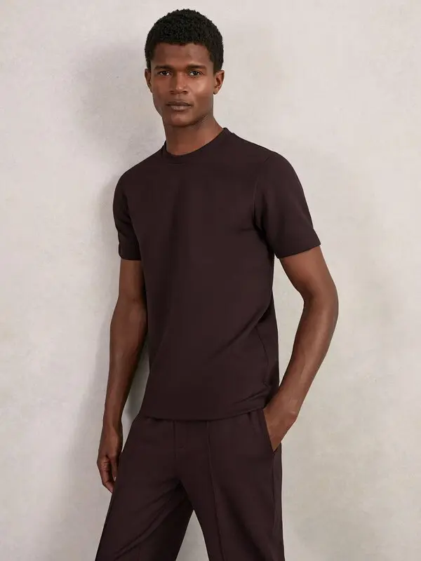 REISS Interlock Jersey Crew-neck T-shirt - Cherry Red