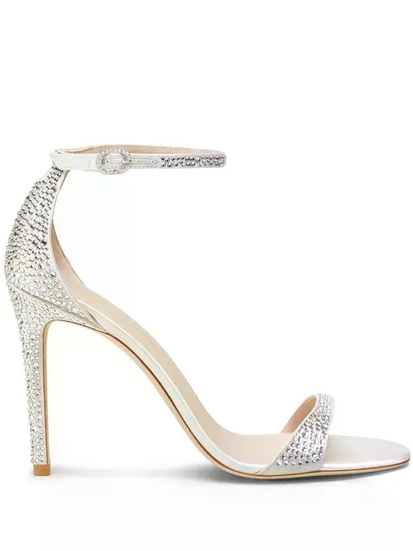 STUART WEITZMAN 100mm Nudist Shine Sandals - Silver