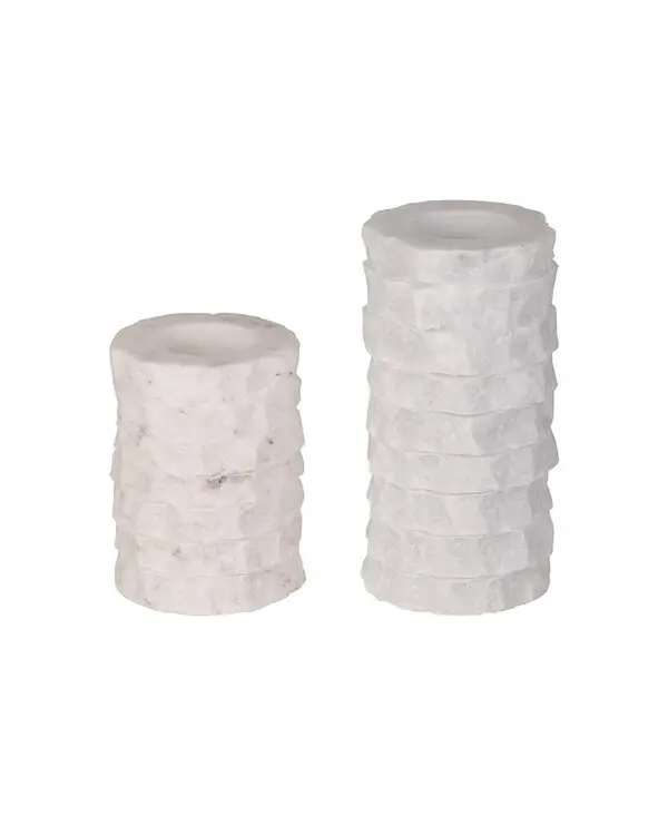 GAURI KOHLI Flores Marble Taper Candle Holder, Set Of 2