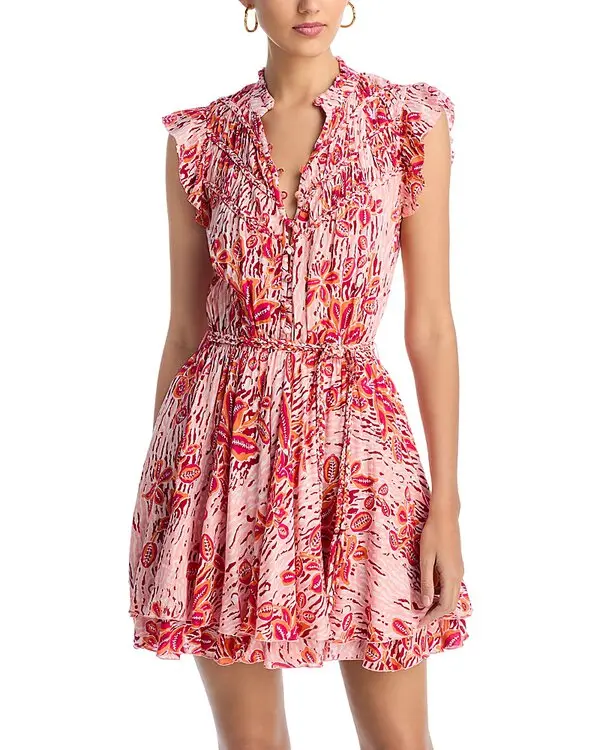 Poupette St Barth Callie Mini Dress - Pink Exotic Forest