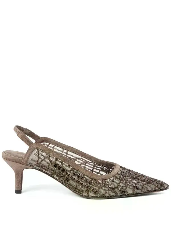 Brunello Cucinelli 55mm Sequin-embellished Pumps - Brown