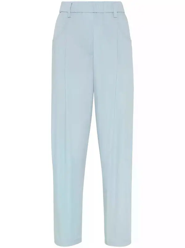 Brunello Cucinelli Monili Chain-detail Straight-leg Trousers - Blue