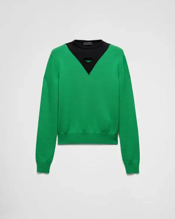 Prada Wool Sweater - Green/Black | Editorialist