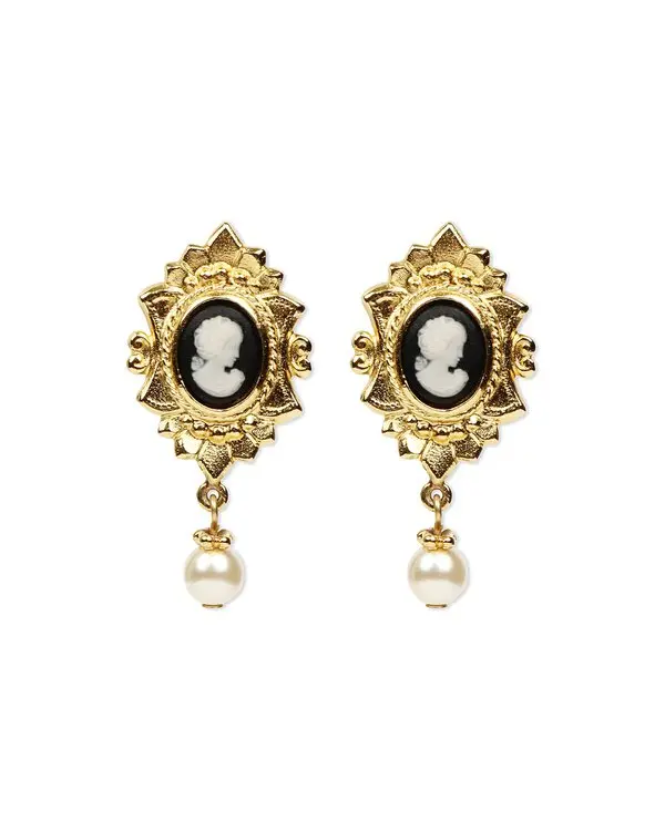 BEN-AMUN Cameo Pearly Pendant Earrings