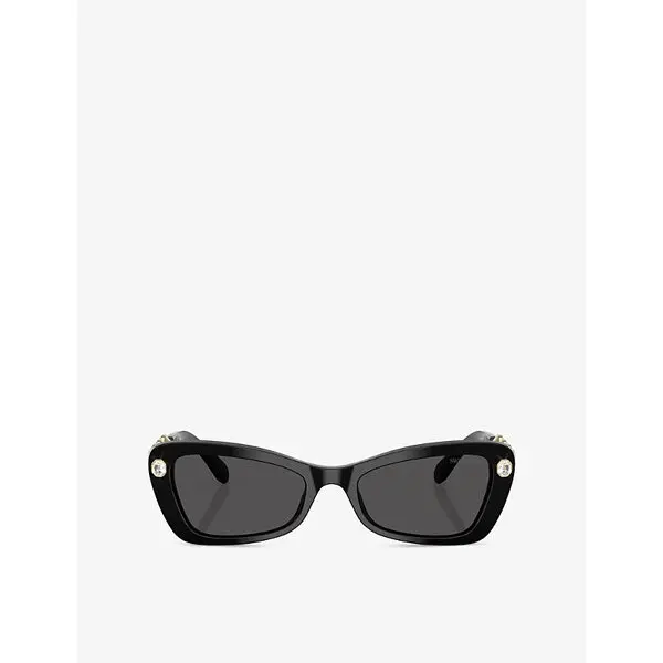 SWAROVSKI Irregular-frame Acetate Sunglasses - Black