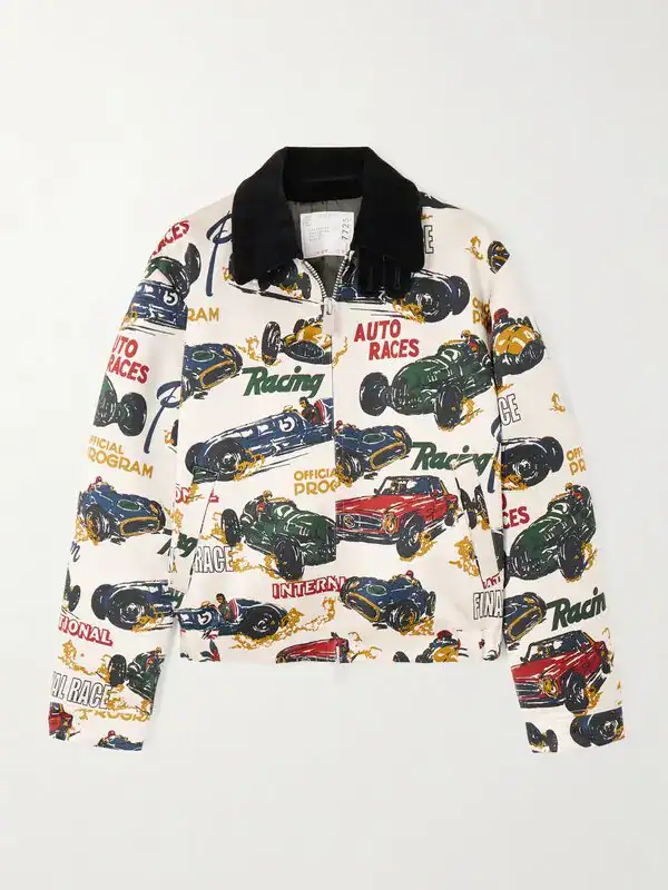 Sacai Car Race Tropical Printed Jacket In Off-White - 40% Off