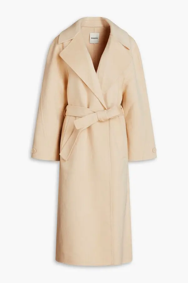 Sandro Belted Wool-felt Coat