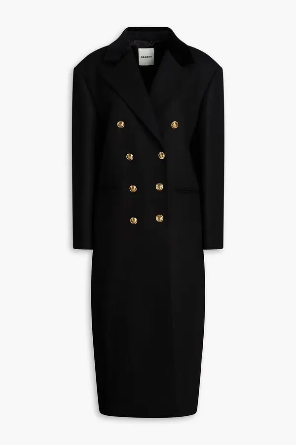 Sandro Double-breasted Wool-blend Twill Coat