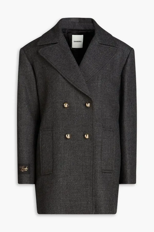 Sandro Double-breasted Wool-twill Coat