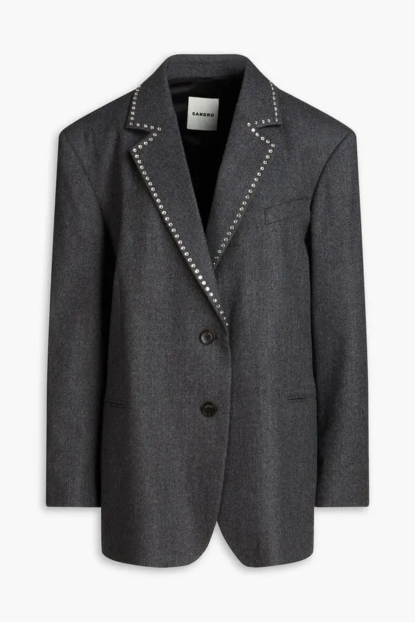Sandro Crystal-embellished Wool-twill Blazer