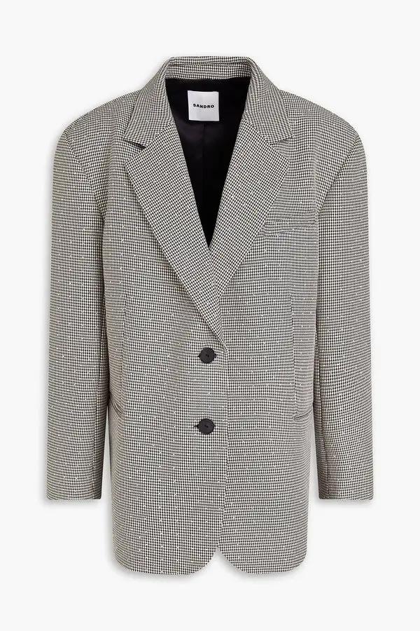 Sandro Crystal-embellished Houndstooth Tweed Blazer