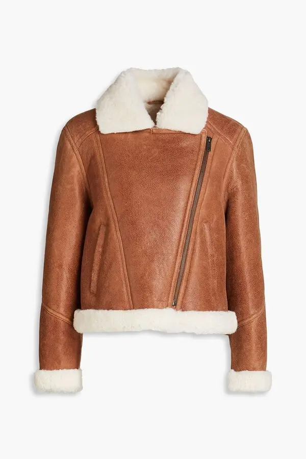 Maje Shearling Jacket - Brown