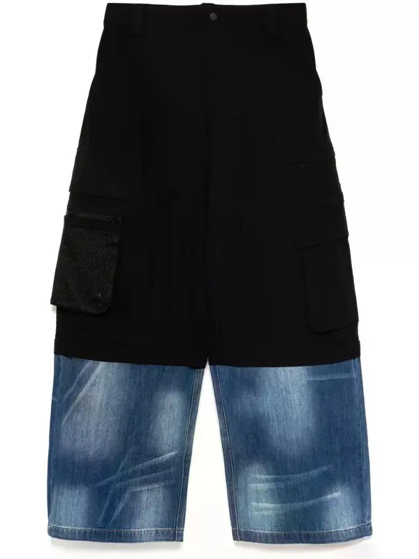 CROQUIS Panelled Cargo Trousers - Black