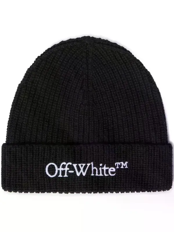 Off-White Logo-embroidered Beanie - Black