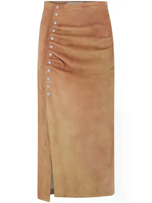 Rabanne Suede Midi Skirt - Brown