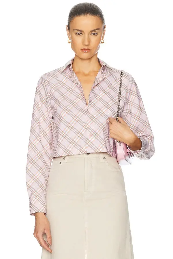 Burberry Long Sleeve Button Up Top