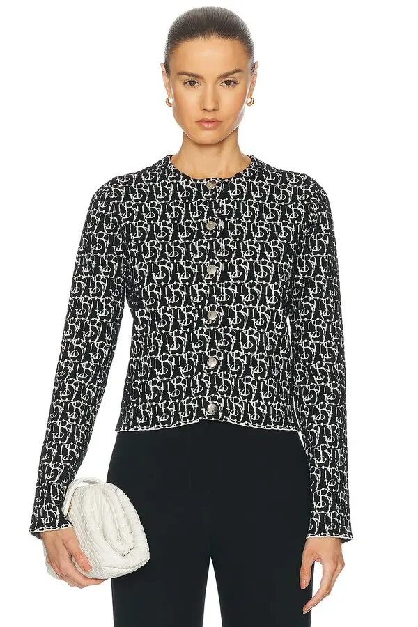 Burberry Midweight Knit Jacket - Black Ip Pattern