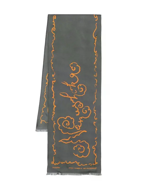 Nanushka Fringed Silk Scarf