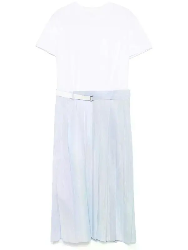 Sacai Pleated Midi Dress - White