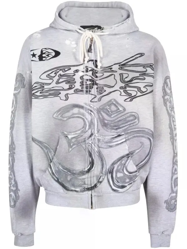 HELLSTAR Printed Zip-up Hoodie - Grey