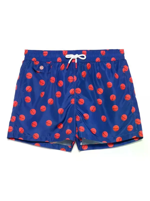 Kiton Logo-print Swim Shorts - Blue