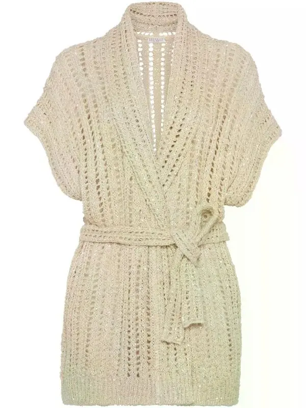 Brunello Cucinelli Open Knit Cardigan - Neutrals