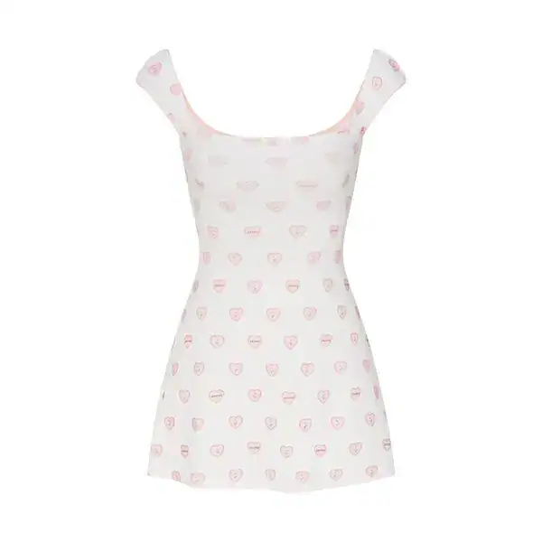 Skims Mini Pointelle Dress - Snow Lace Hearts | Editorialist